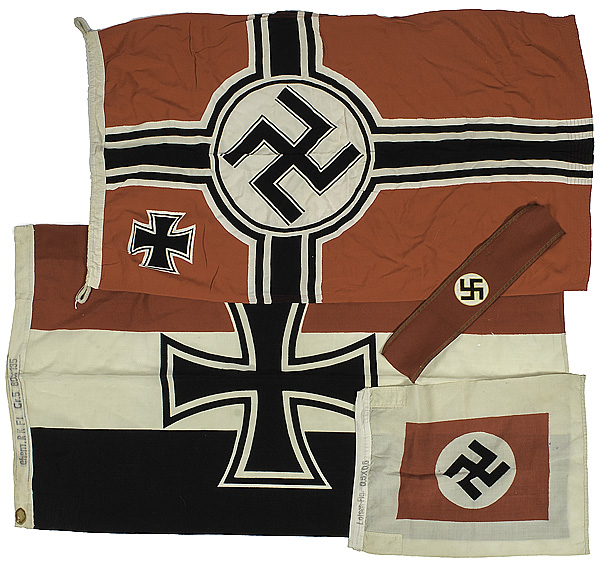 Price guide for German WWII Flags and Armband Lot
