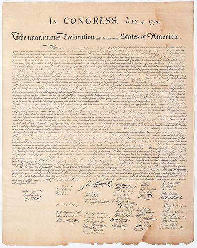 Price guide for IMPORTANT COPY OF US DECLARATION OF