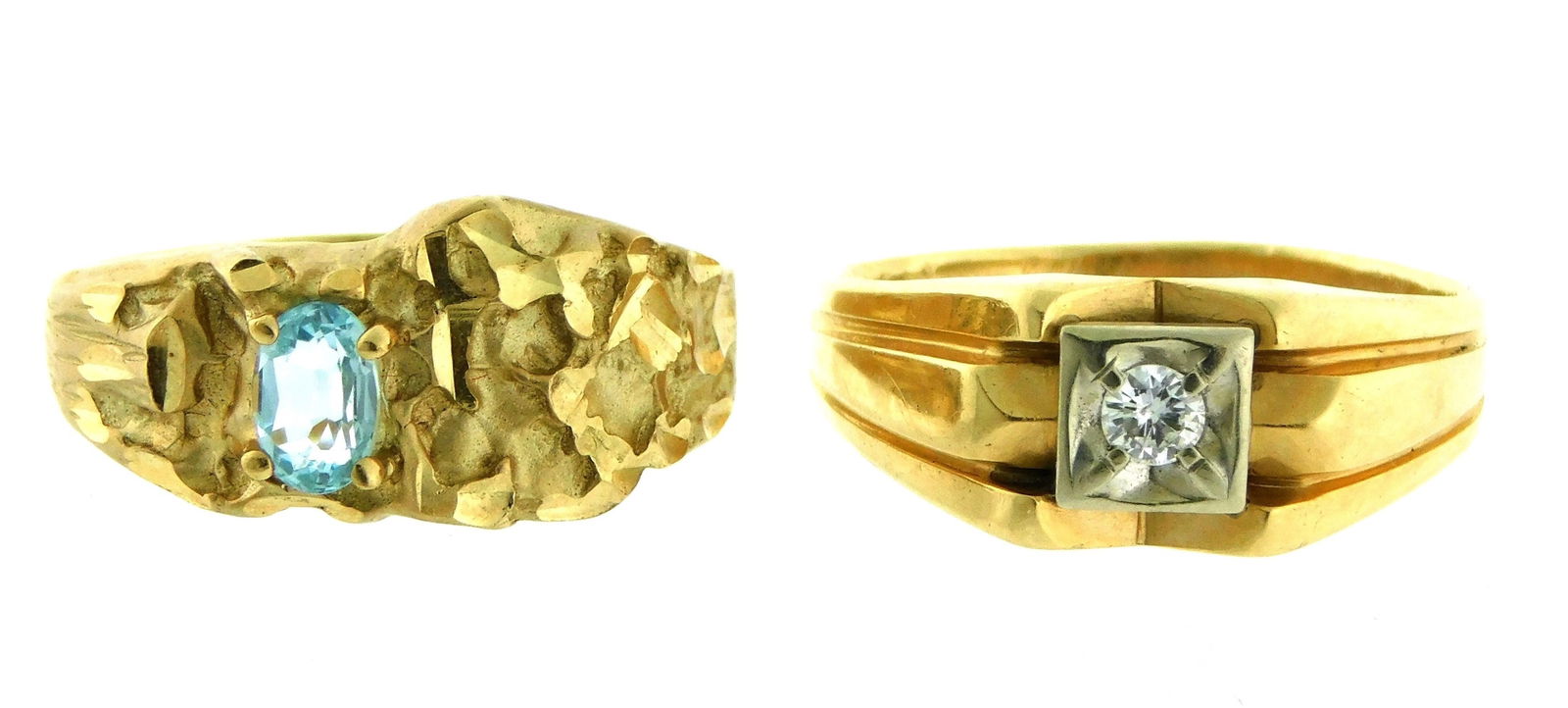 Price guide for JEWELRY: TWO YELLOW GOLD RINGS: 14K
