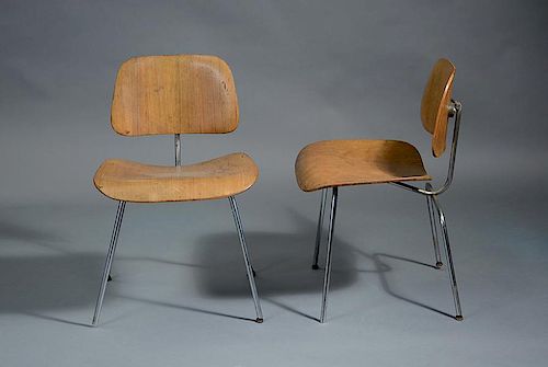 Price guide for PAIR OF EAMES DESIGN DCM CHAIRS